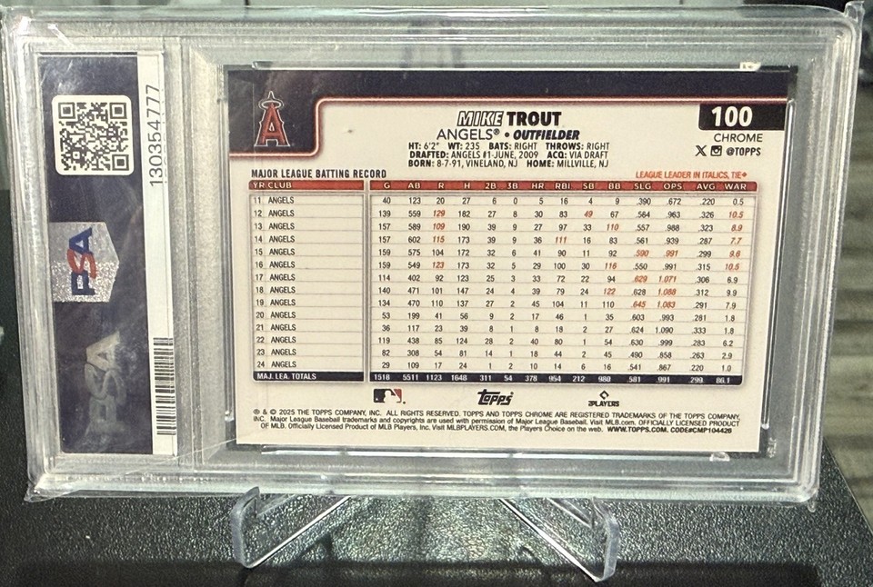 2025 Topps Chrome - Mike Trout #100 Blue Logofractor /150 PSA 10 | eBay