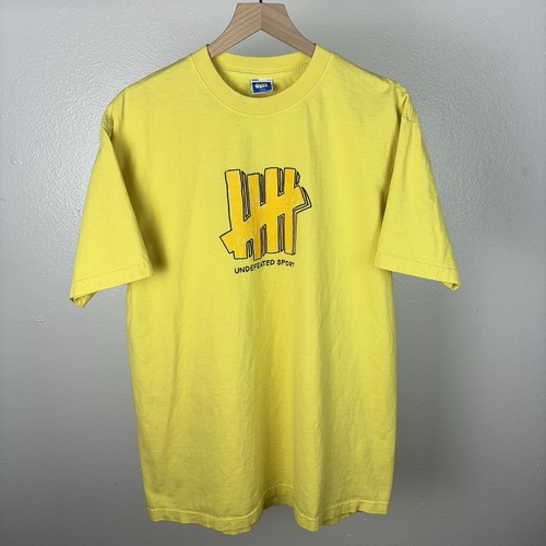UNDEFEATED Sport Classic Logo Made In USA Yellow T Shirt Authentic Size ...