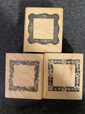 Mini Frames Wood Mounted Rubber Stamp Craft Scrapbook Stamping Lot | eBay