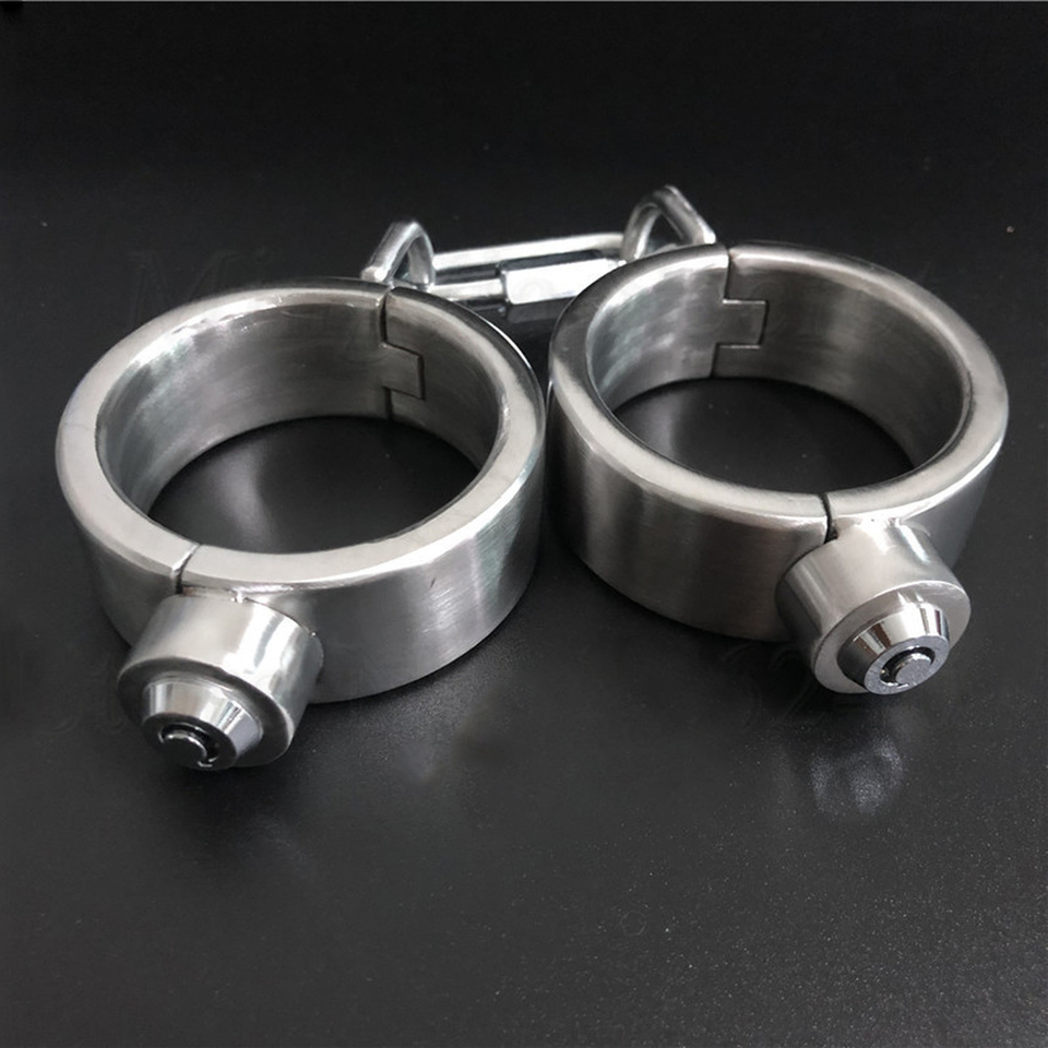 Heavy Duty Stainless Steel Handcuffs Ankle Cuffs Neck Collar Press Lock ...