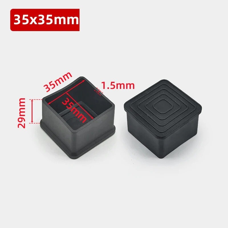 Square Chair Leg Caps Anti-Slip Rubber Chair Tips Table Chair Floor ...