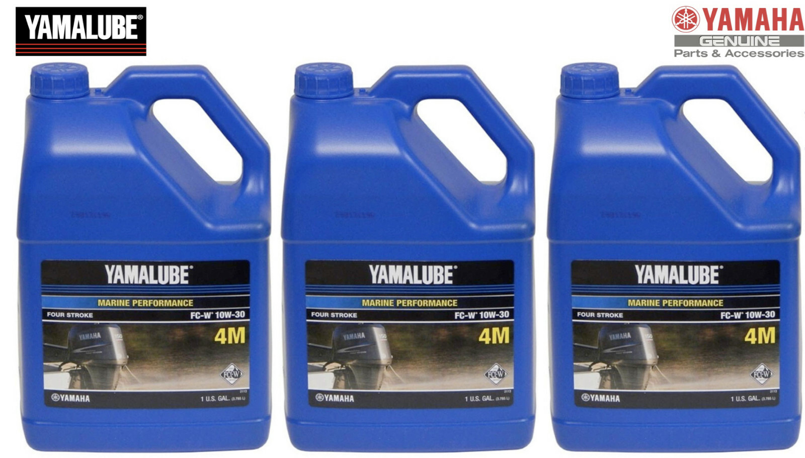 3x YAMAHA YAMALUBE 4M Outboard 4-Stroke Engine Oil 10W30 FC-W LUB-10W30 ...