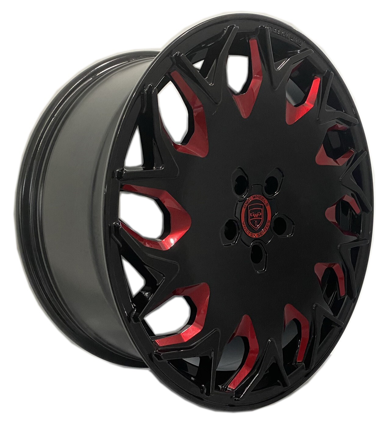 4 GV06 20 inch Staggered Black Red Mill Rims fits 5x108 ET20/25 CB74.1 ...