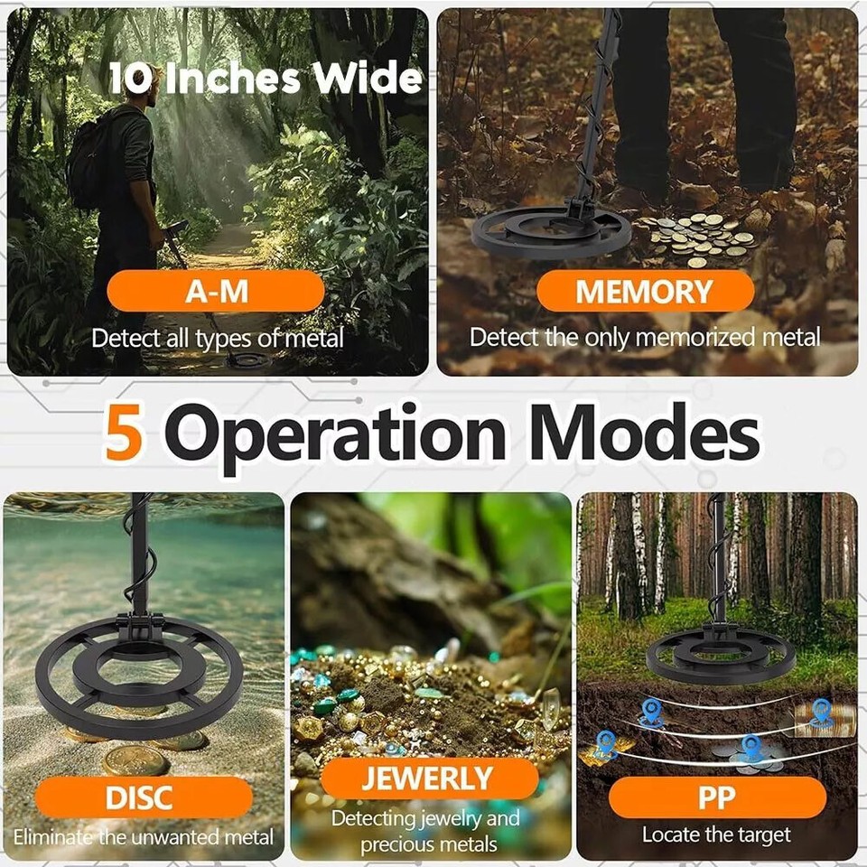 Metal Detector - 5.8KHz,Adjustable Sensitivity,22cm Depth for Coins ...
