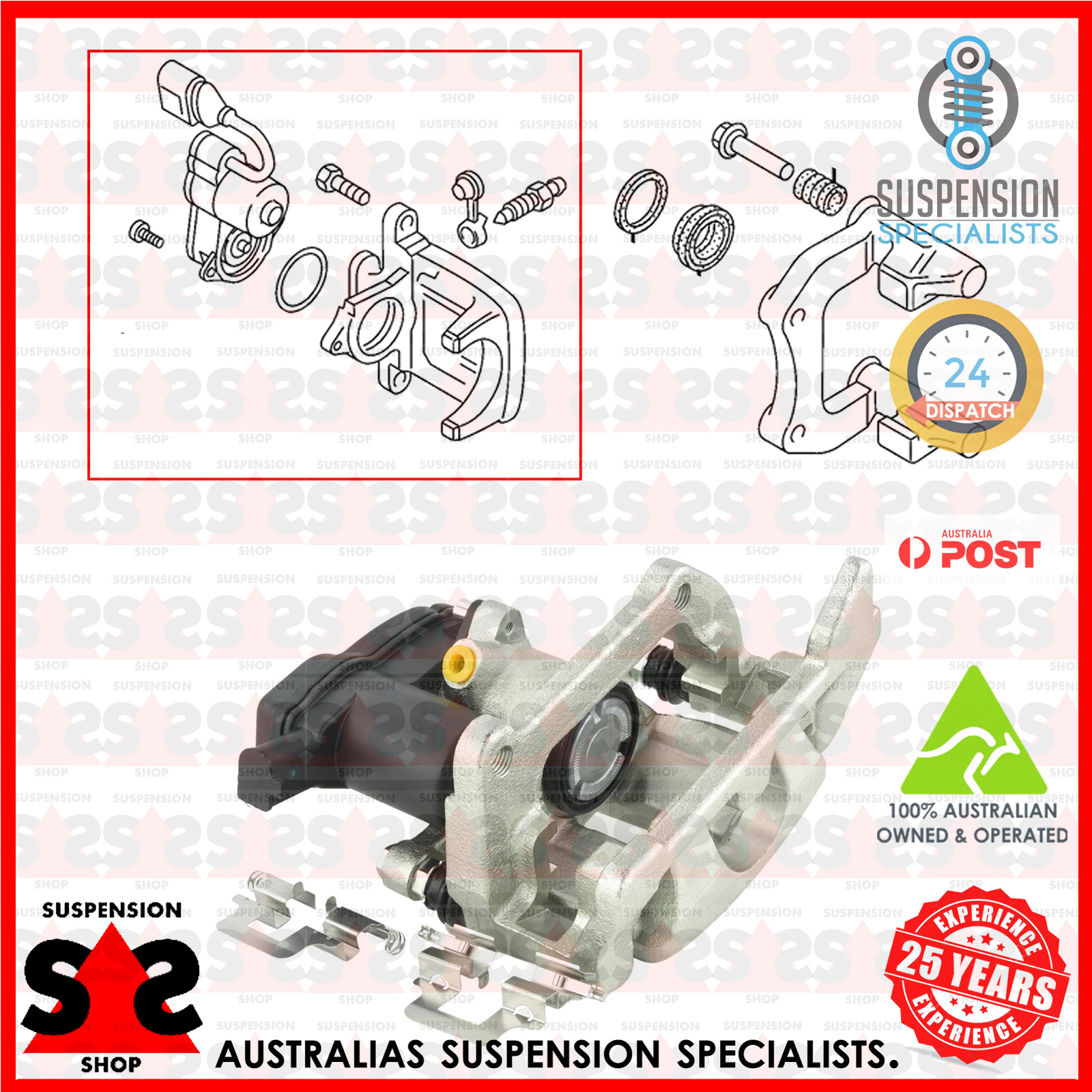 Rear Axle Left Brake Caliper Suit AUDI A5 Convertible (8F7) 2.0 TFSI A5 ...