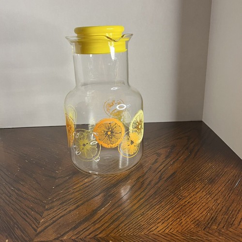 PYREX Glass Juice Pitcher Lemons And Oranges Carafe With Lid | eBay