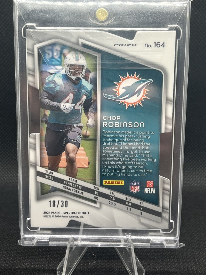 2024 Panini Spectra Chop Robinson RC Rookie Neon Green Die-Cut Prizm 10 ...