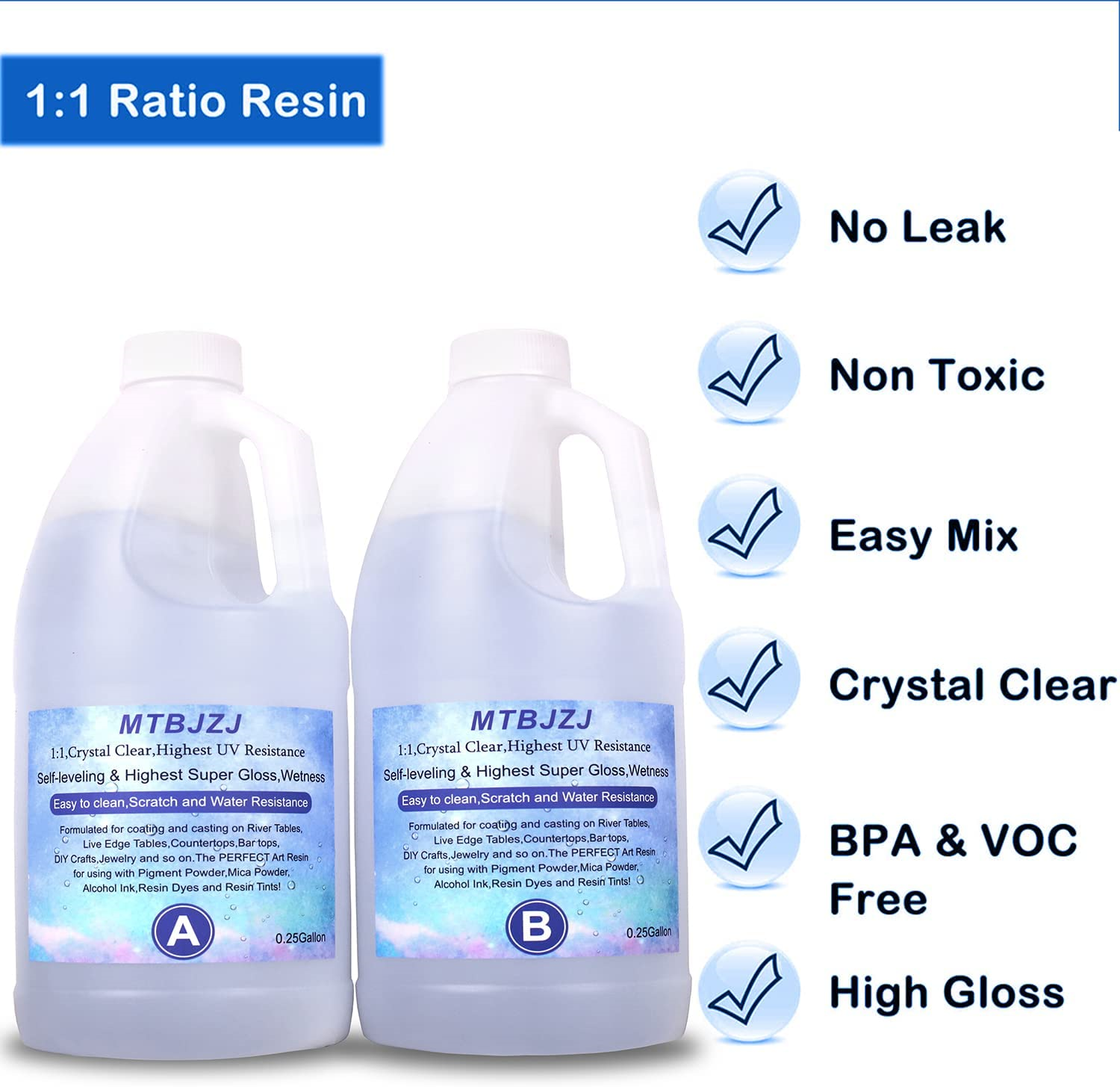 MTBJZJ Crystal Clear Liquid Glass Epoxy Resin| Scratch Resistant,UV ...