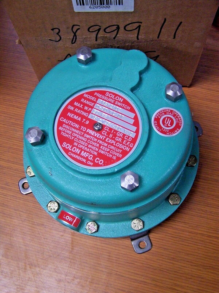 NEW SOLON PRESSURE SWITCH 0-30 WC/DP 50 PSI 15 AMP 125/480 VAC 7PSX2AD2 ...