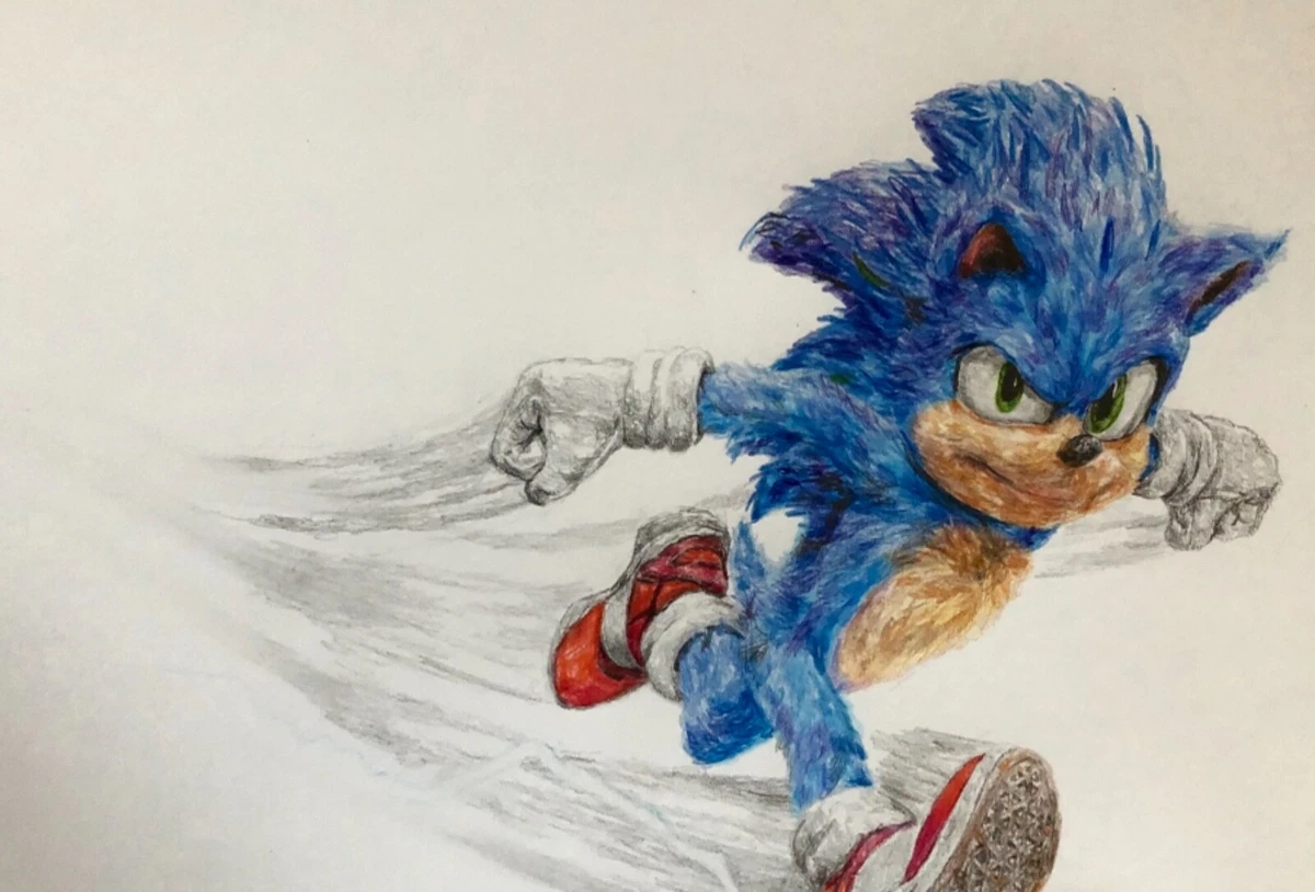Sonic Movie Colored Pencil Drawing Drawings, Colored Pencil, 53% OFF