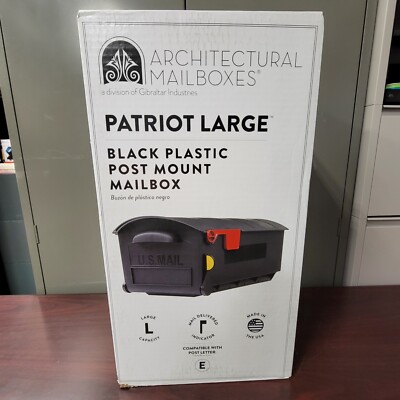 Architectural Mailboxes Patriot Large,Plastic,Post Mount Mailbox,Black ...