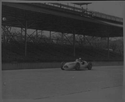 Duke Nalon drives the #54 Novi Mobil Special down the track dur 1949 ...