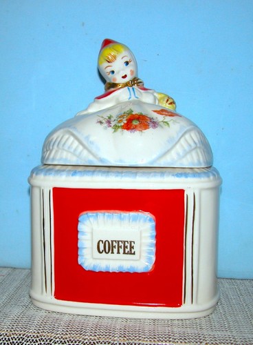 RARE ~ Little Red Riding Hood Coffee Canister 1930s Poppy Pattern Hull ...