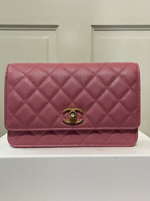💯Authentic Chanel Quilted Hot Pink Caviar WOC Handbag Gold Hardware New ...