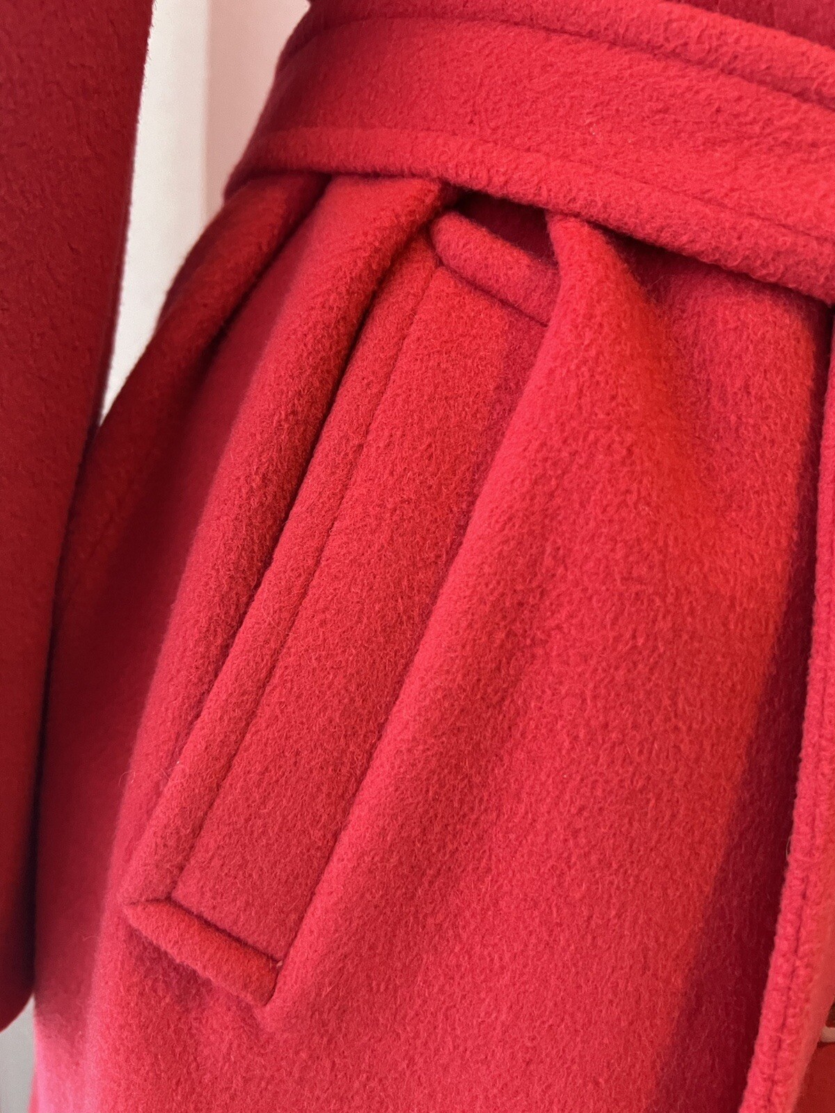 100% Cashmere Warm Women’s Long Red Classic Collarless Coat Union Made ...