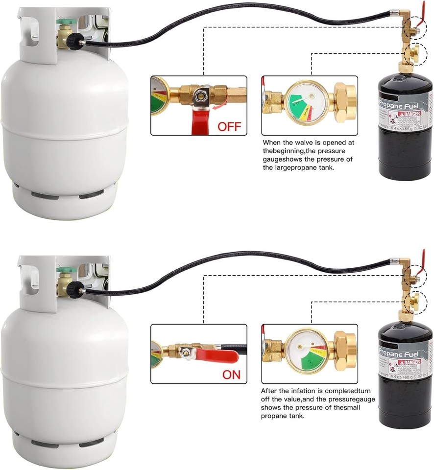 Compact 3 FT Propane Refiller For 1 lb Tanks Essential For Camping ...