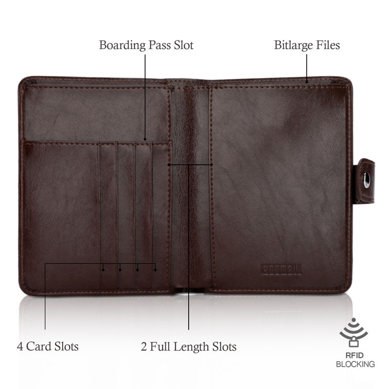 Premium Leather Passport Holder Travel Wallet Blocking ID Card Case ...