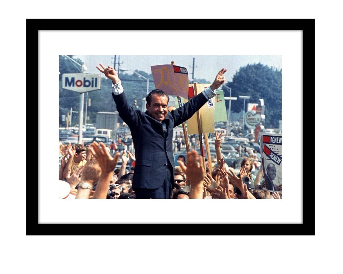 Richard Nixon Peace Sign Richard M. Nixon In A Campaign Motorcade