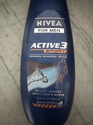 ⭐️Brand New⭐️ Nivea Active 3 Sport Body Wash For Men 16.9oz body /hair ...
