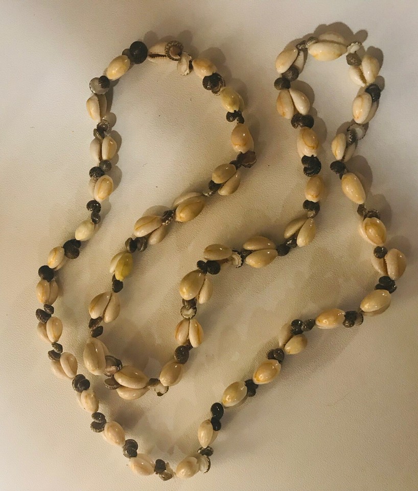 Shell Necklace 36" Hawaiian Vintage VISCO Lei Fertility Cowrie Snail ...