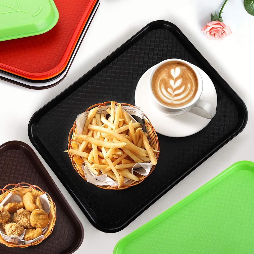 12 Pack Fast Food Tray, 13.8 x 10.5 Inch Plastic Restaurant Serving ...