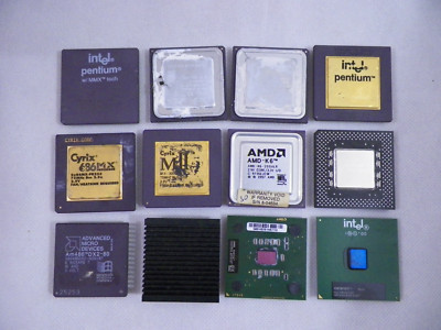12 Vintage Computer Processors AMD INTEL CYRIX Gold Pins Scrap Recovery ...