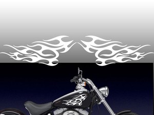 Motorcycle tribal flames Gas tank badge decals Harley 13x5.75 ...