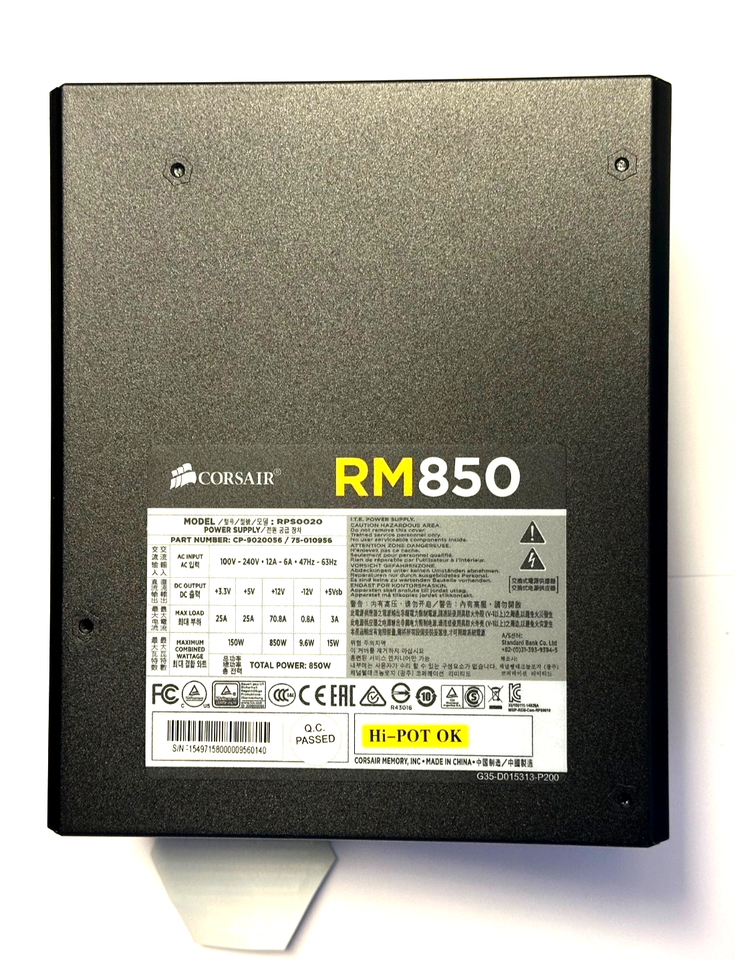 Corsair RM850 850W Fully Modular ATX Power Supply CP-9020056 RPS0020 | eBay