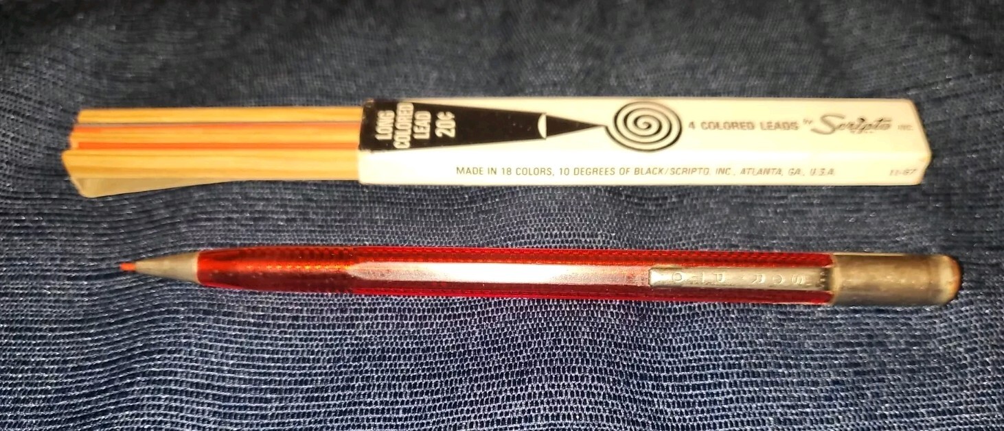 Vintage Red Scripto Transparent Mechanical Pencil with Scripto Color ...