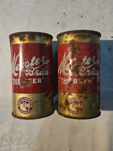 Meister Brau Vintage Flat Top Steel Beer Cans EMPTY Peter Hand Chicago ...