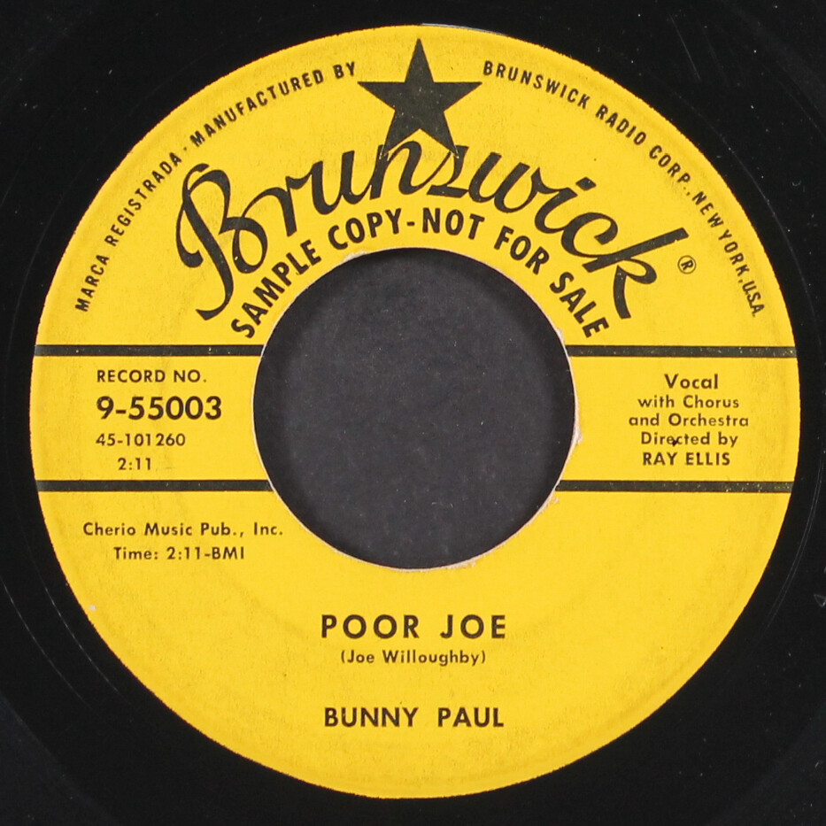 BUNNY PAUL: buzz me / poor joe BRUNSWICK 7" Single 45 RPM | eBay