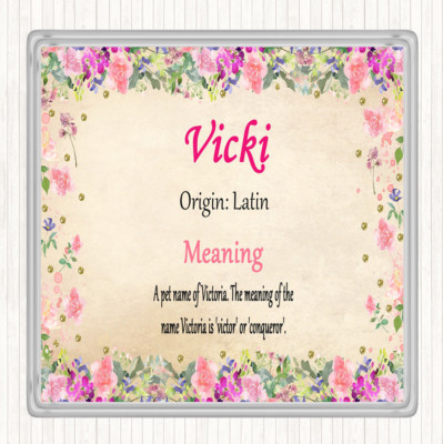 Vicki Name Meaning Drinks Mat Coaster Floral | eBay UK