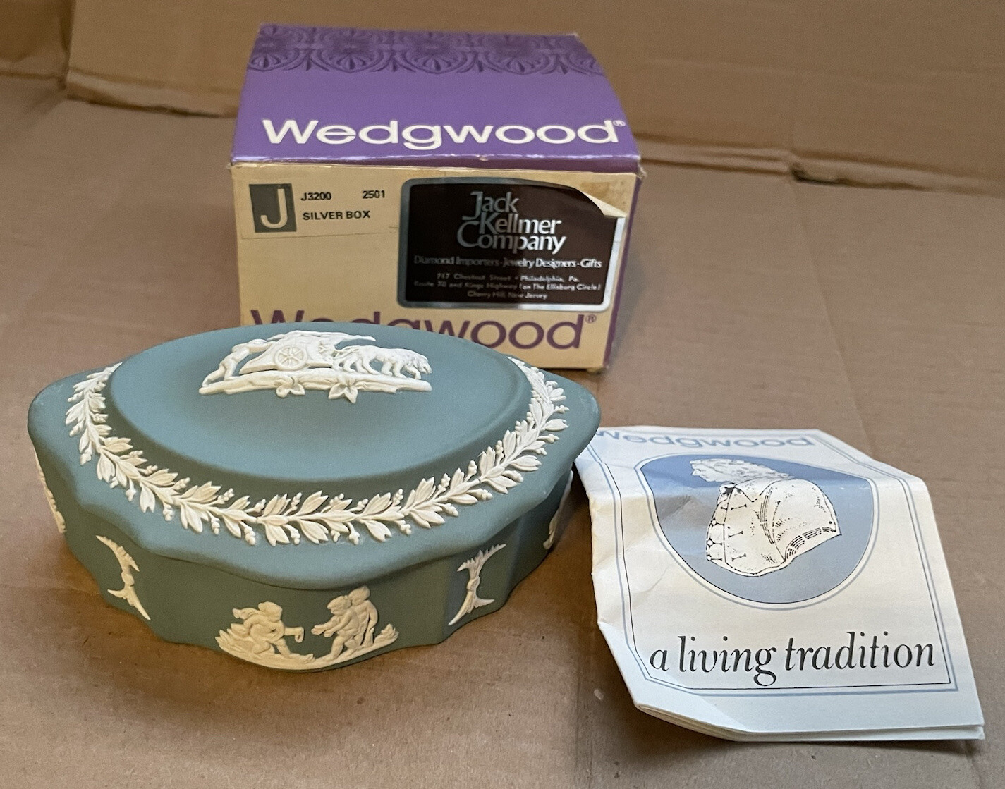 RARE Wedgewood Trinket Box -Sage Green -Vanity Jewelry-New In the Box ...