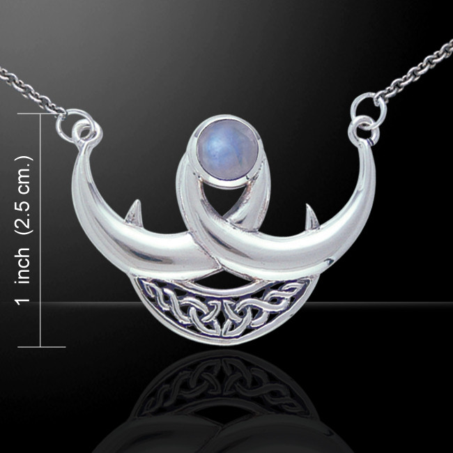 Crescent Triple Moon 925 Sterling Silver Necklace Fine Lunar Celestial ...