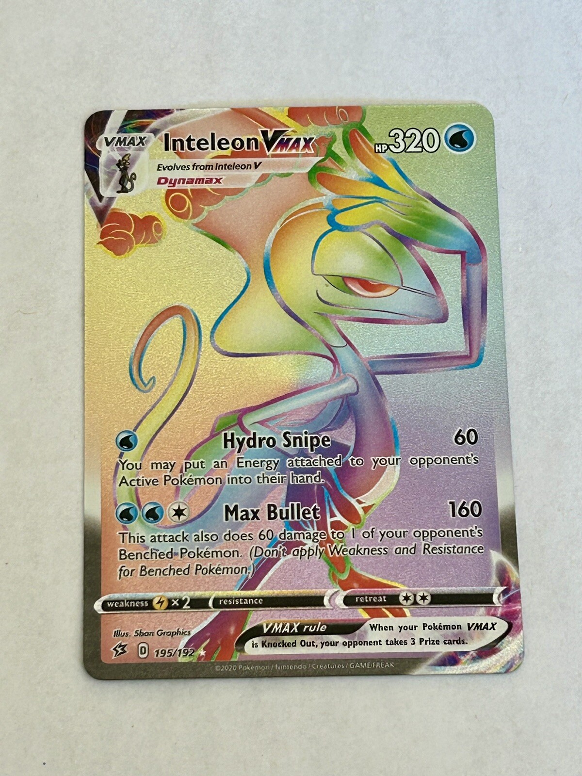 Pokemon Rebel Clash Inteleon VMAX Secret Rare 195/192 Rainbow LP | eBay