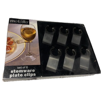 Metalla Stainless Steel Sets Of 6Party Glass Stemware Plate Clips NWOT ...