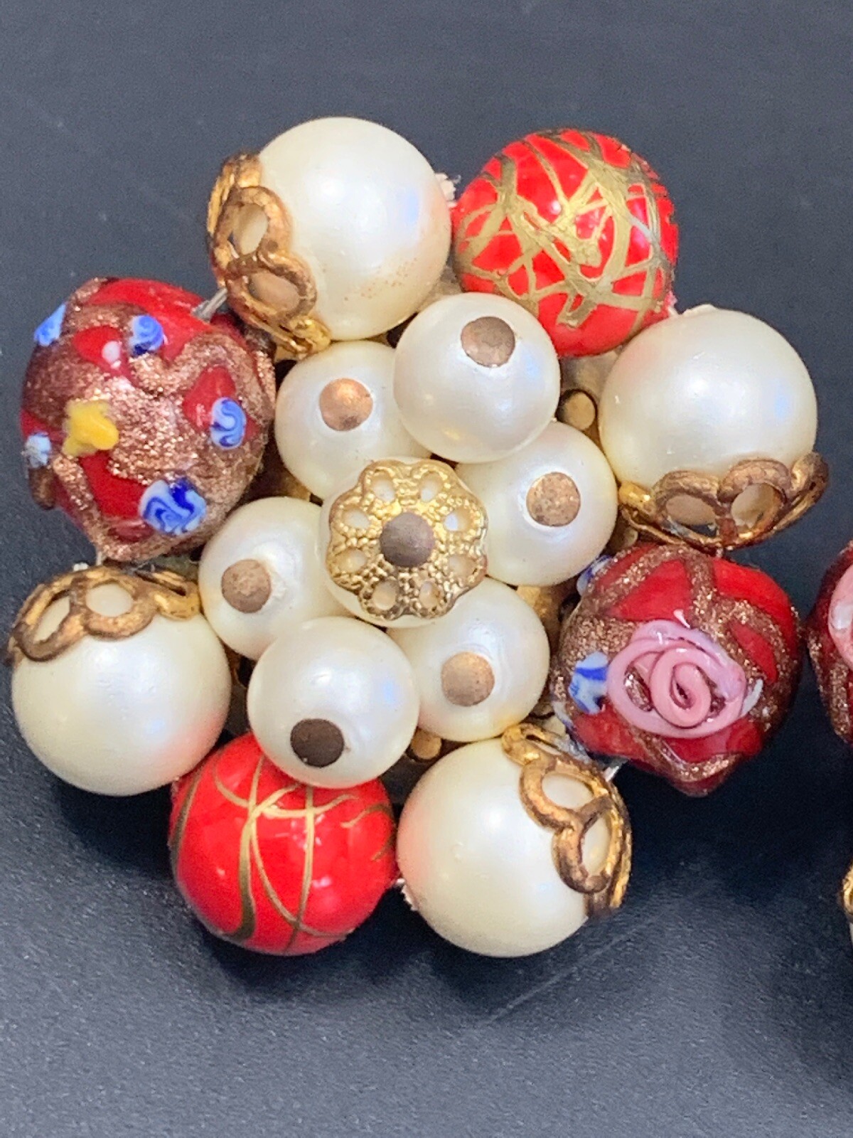 Signed Vintage Elizabeth Morrey Cluster Art Glass Bea… - Gem