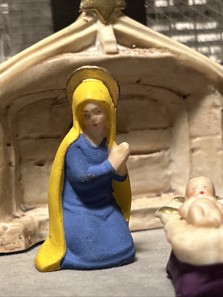Hand Painted Miniature Nativity Set Star of David Manger Vintage 1930s ...