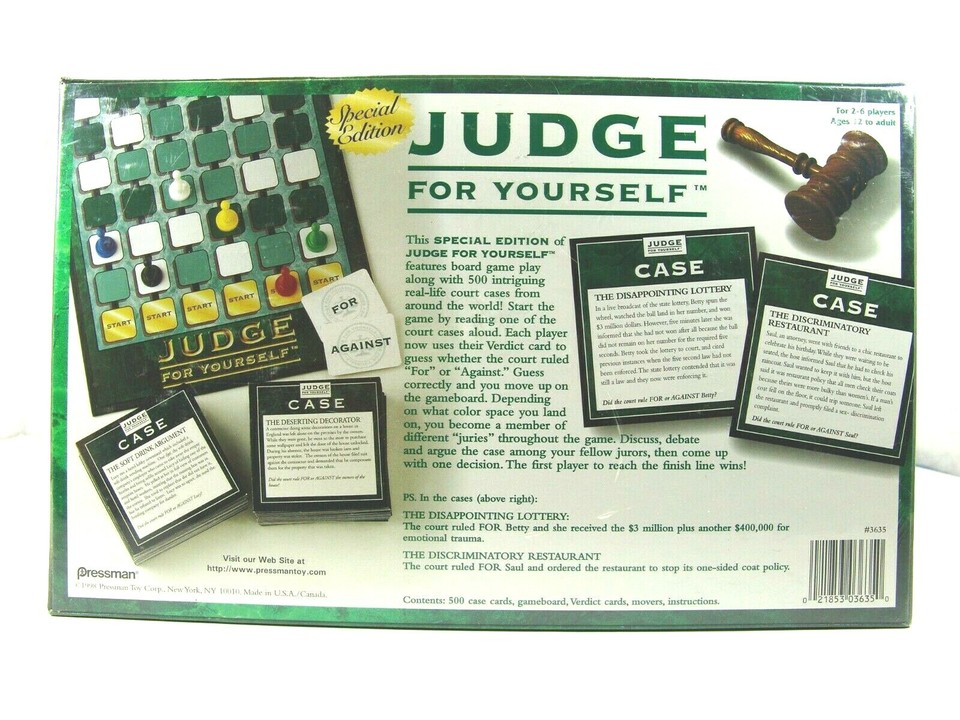 JUDGE FOR YOURSELF Courtroom Drama Board Game Special Edition PRESSMAN ...