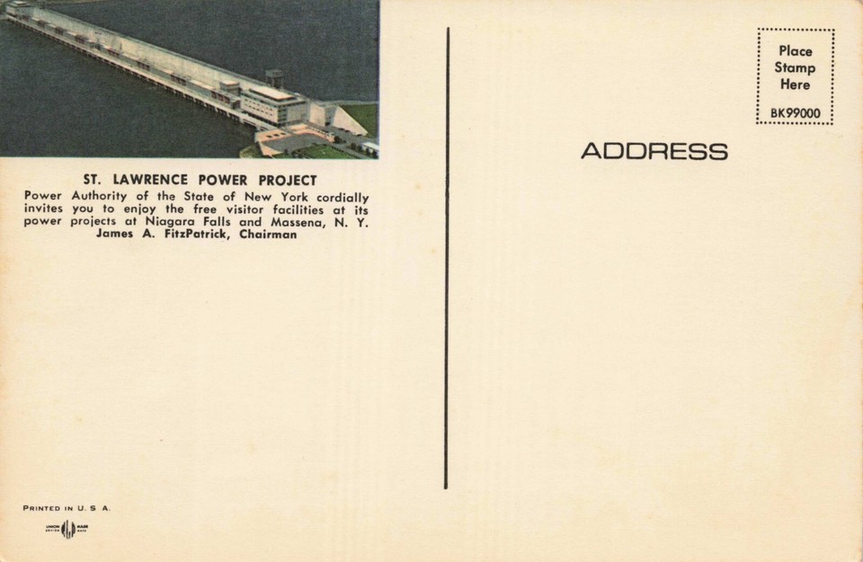 Niagara Power Project New York Aerial View Vintage Postcard Unposted | eBay