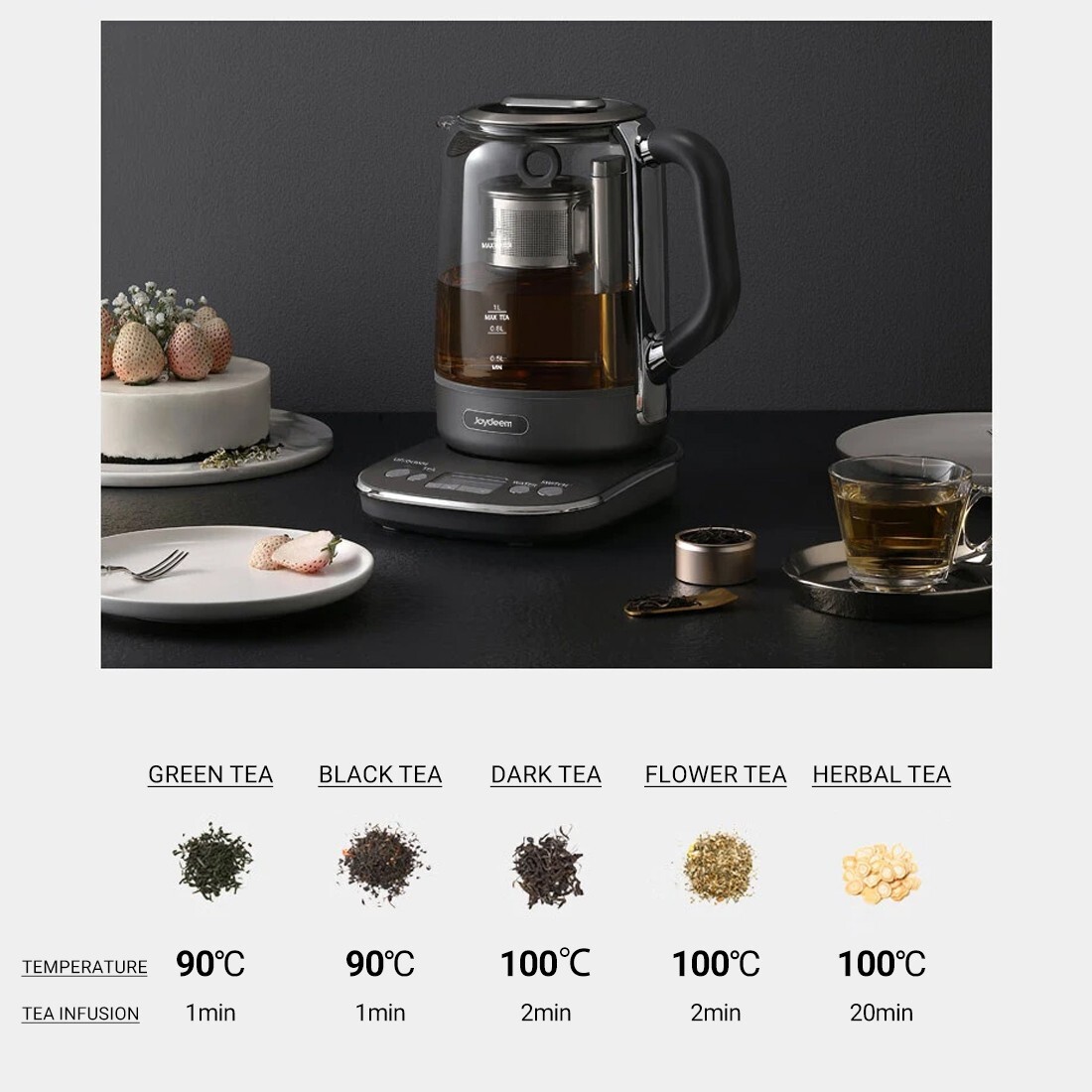 Joydeem Hot Tea Maker, Electric Ketle with Auto Tea Infuser, 1.7L, JD ...
