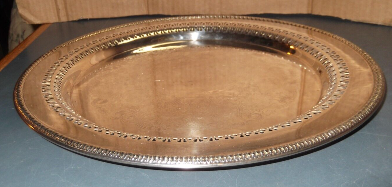VINTAGE SILVER WM ROGERS TRAY 12" DIAMETER X 3/4" H 4371 EAGLE STAR | eBay