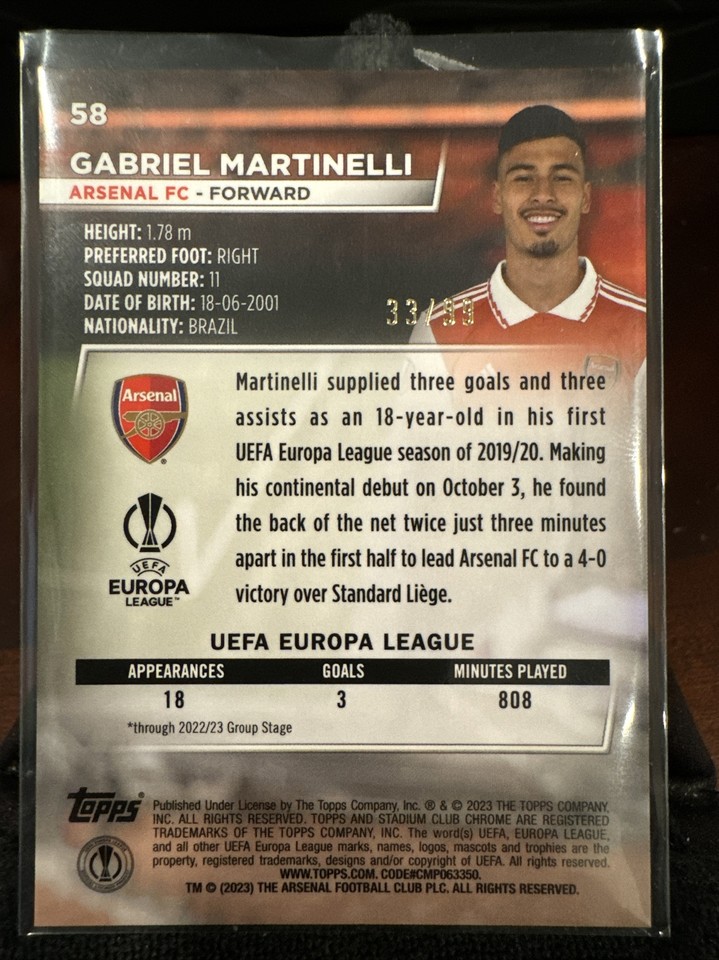 Gabriel Martinelli 2022-23 Topps Stadium Club Chrome /99 | eBay