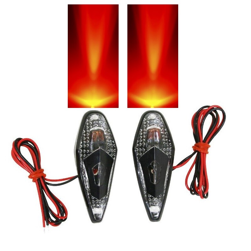BLACK TEARDROP TURN SIGNAL INDICATOR AMBER BULB MOTORCYCLE MOTORBIKE ...