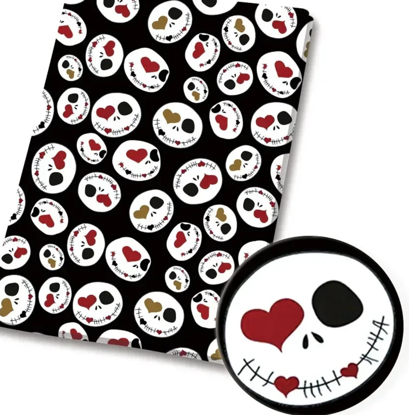 Polycotton Fabric Disney Jack Skellington Style Print – Half Yard 18x55 ...