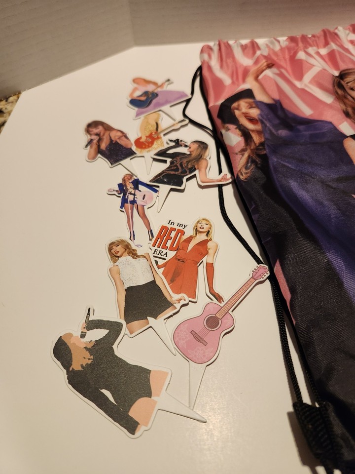 Taylor Swift Birthday Party 20 Cupcake Toppers Decor Drawstring Bag 50 ...