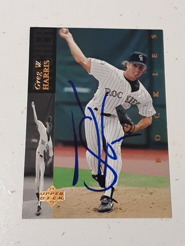 Greg W. Harris Colorado Rockies 1994 Upper Deck Autograph Card #194 ...