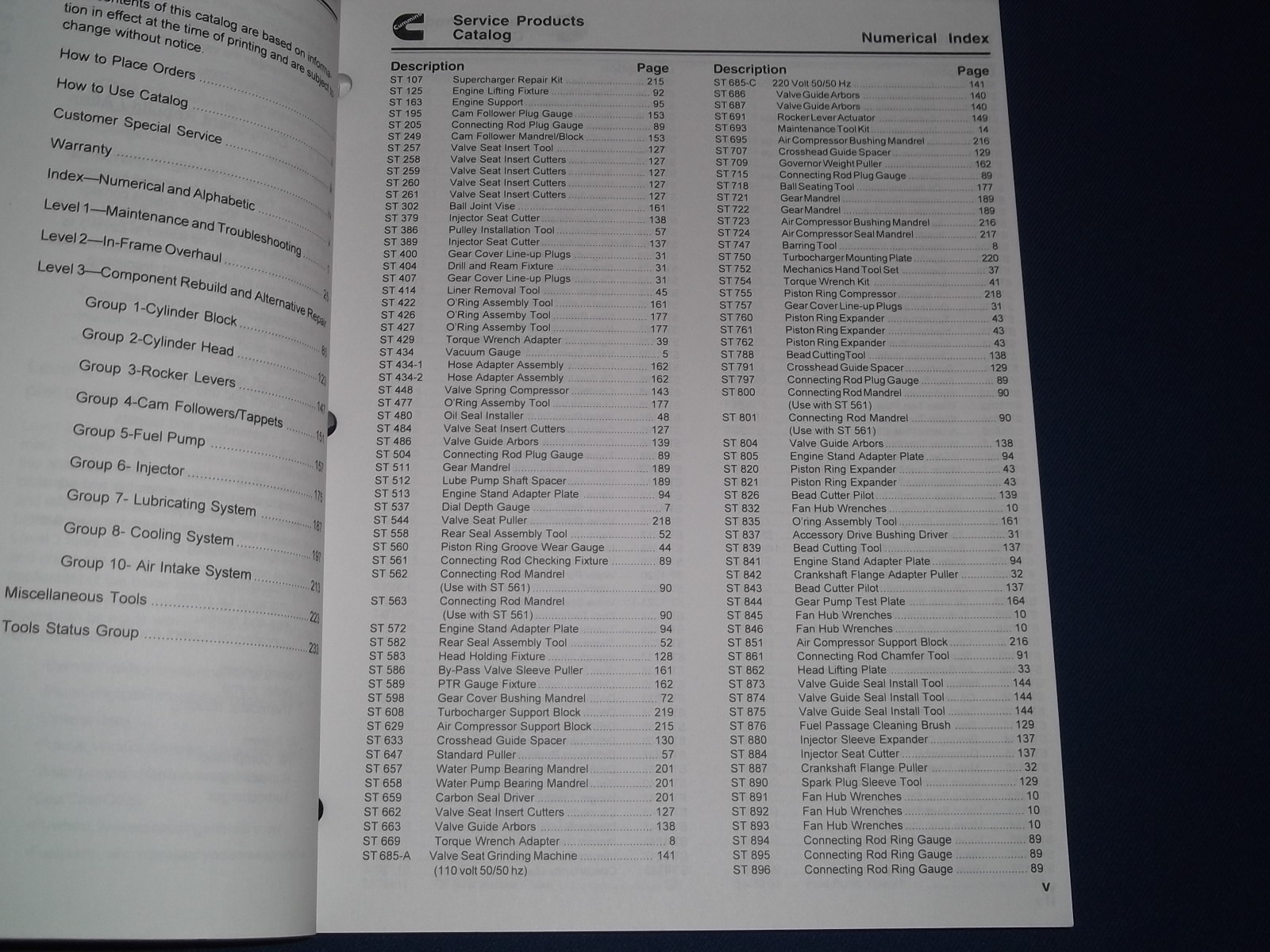 CUMMINS SERVICE PRODUCTS PARTS CATALOG BOOK MANUAL | eBay