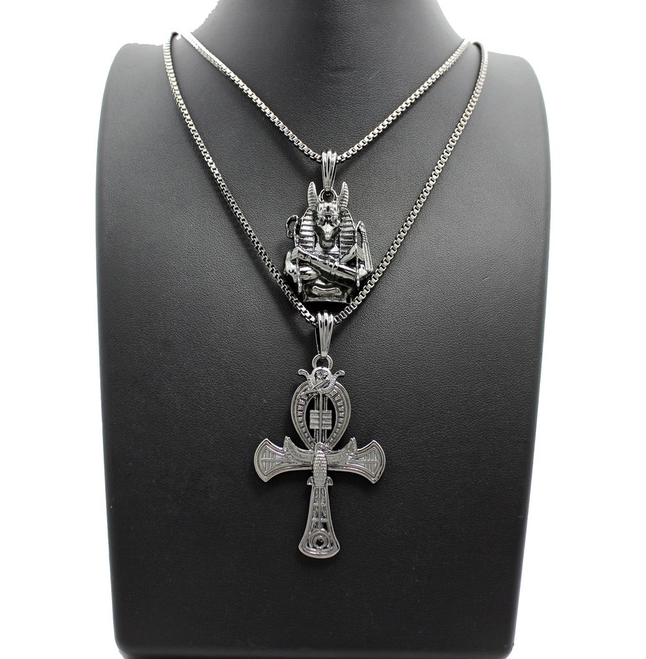 NEW EYE OF HERU, ANKH CROSS, ANUBIS PENDANT & BOX CHAINS HIP HOP ...