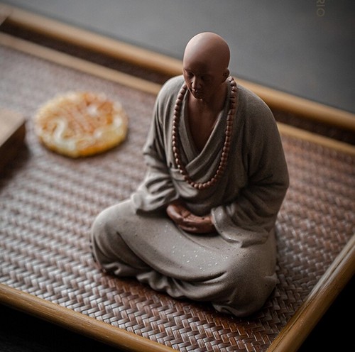 Chinese Zi Sha Sand Monk Statue Buddha Buddhism Zen Praying Figure ...